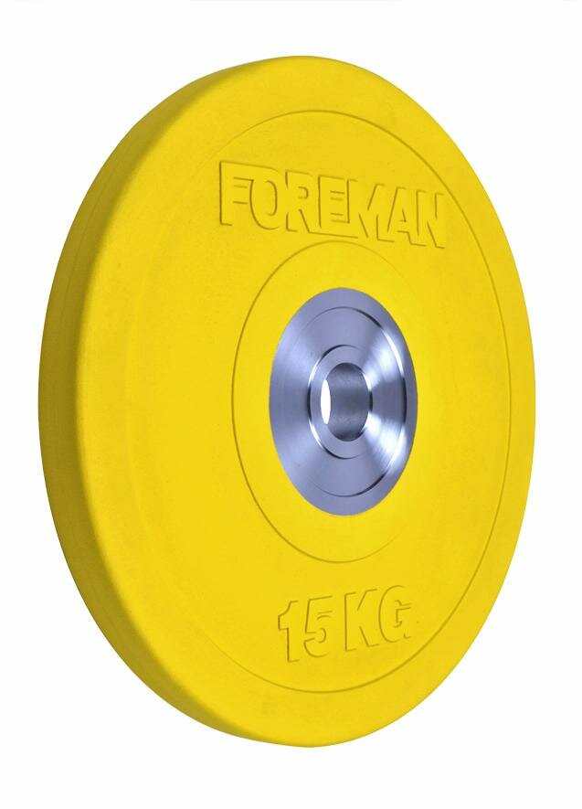 FOREMAN Диск олимпийский бампированный обрезиненный FOREMAN BUMPER Plate, 15 кг