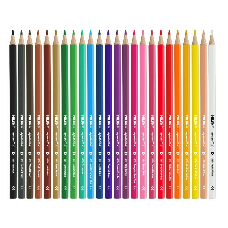 Карандаши акварельные цветные Milan, 24 цвета, трехгранные