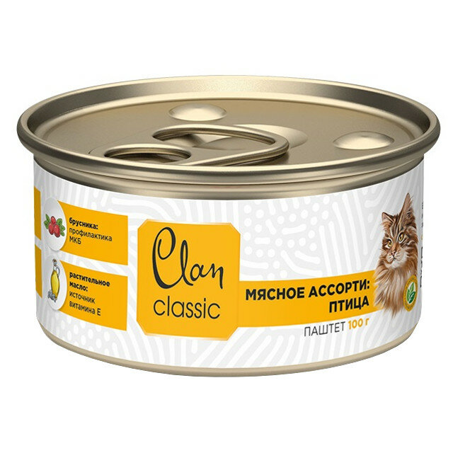 Clan Classic паштет мясное ассорти с птицей 100 г - корм для кошек с натуральным составом