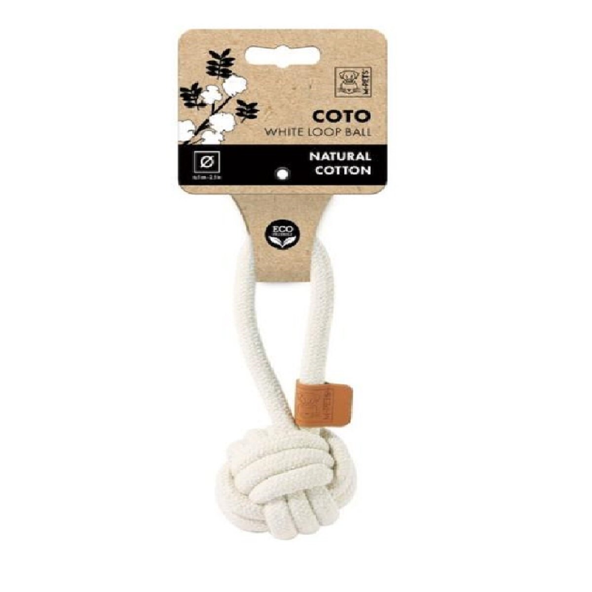M-PETS Игрушка для собак сото мяч-петля белый 6,5см (хлопок) 10646701