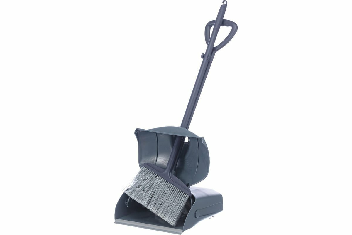 NV Совок-ловушка пластиковый с щеткой и крышкой, для сбора мусора, модель NV-203B