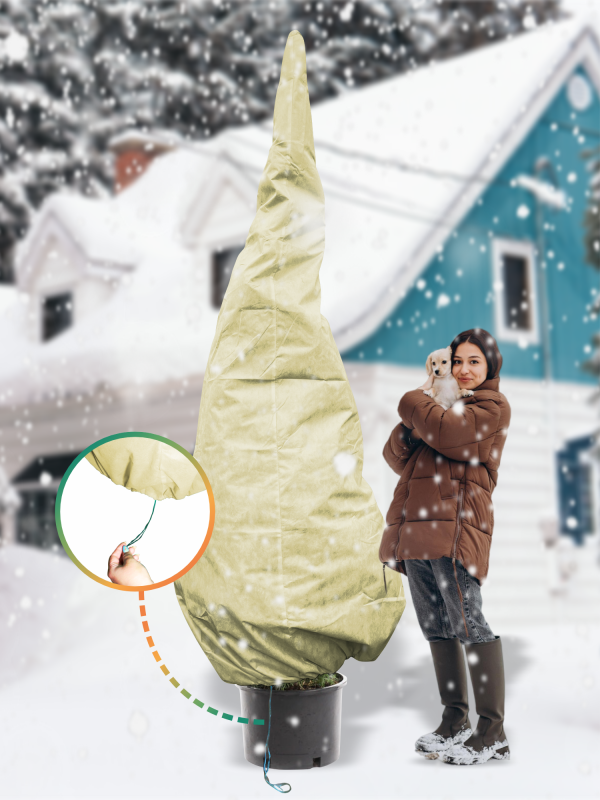 Чехол для кустарников конус на затяжке зеленый 160х250, Крон