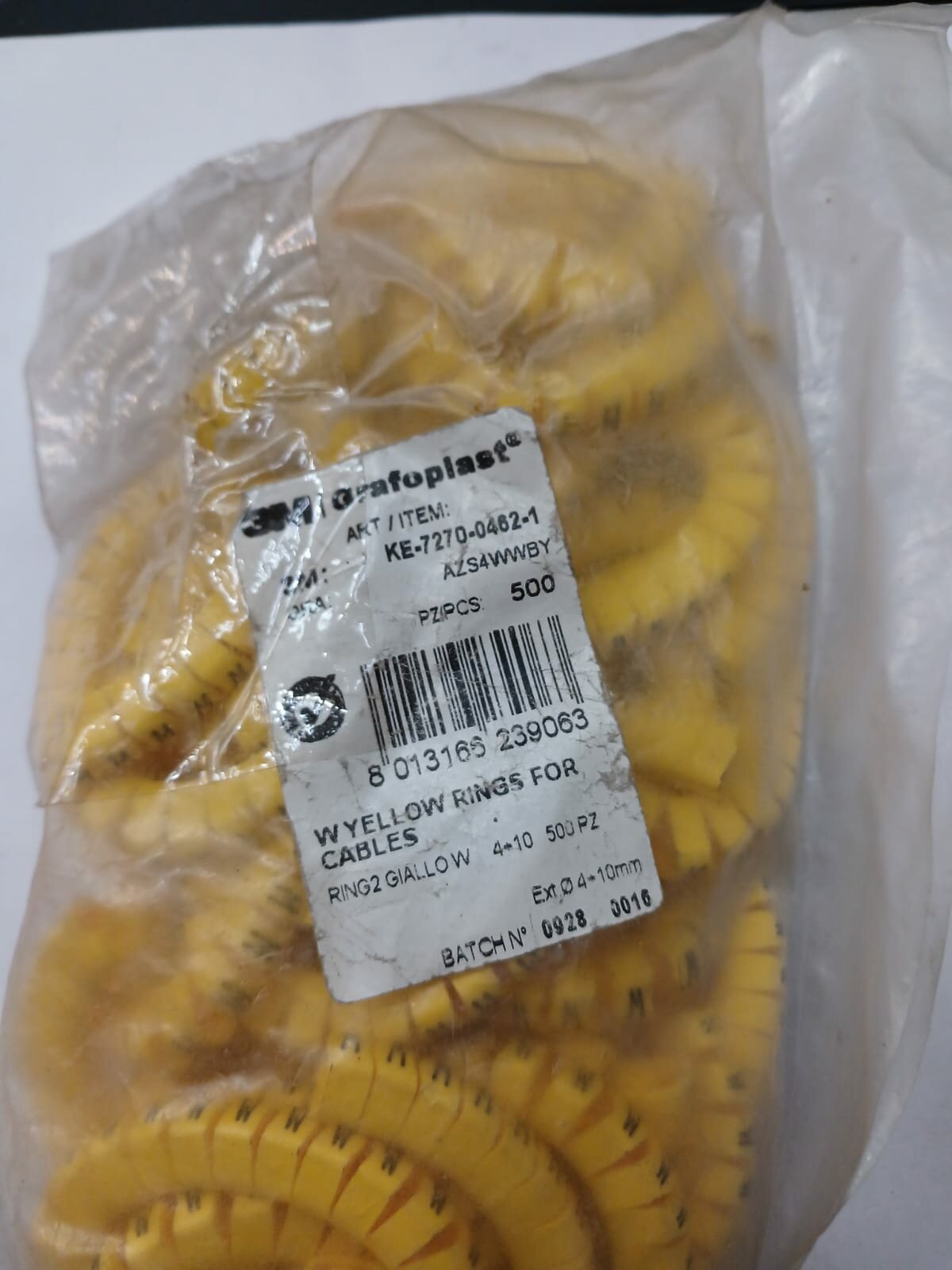 Колечко маркировочное W, 4-8 мм. черное на желтом (уп.500шт) AZS4WWBY DKC