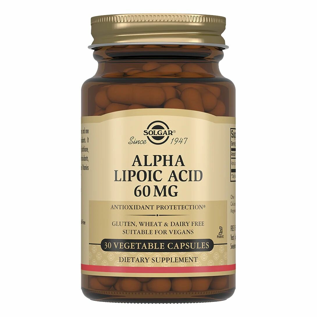 БАД Solgar Капсулы "Альфа-липоевая кислота 60 мг", 30 шт. Alpha Lipoic Acid 60 mg