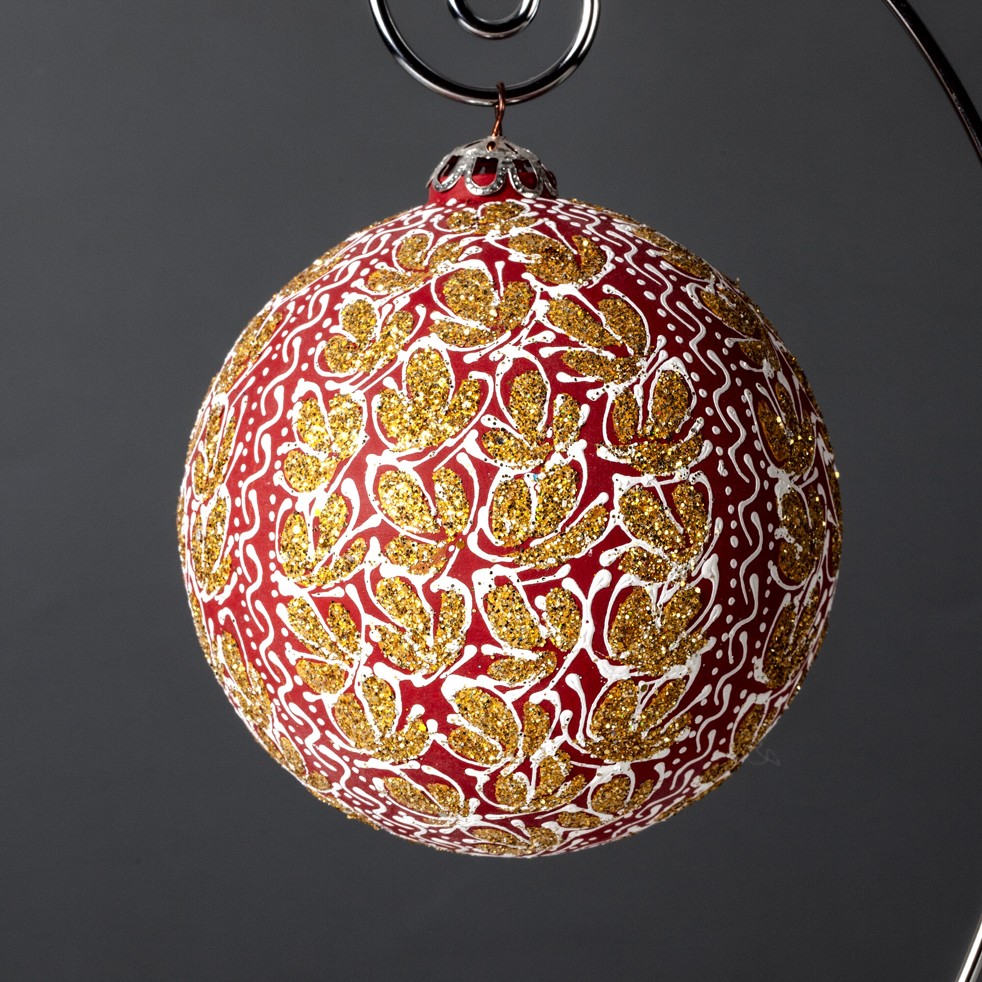 Ёлочная игрушка ручной работы из керамики - "Шар большой".