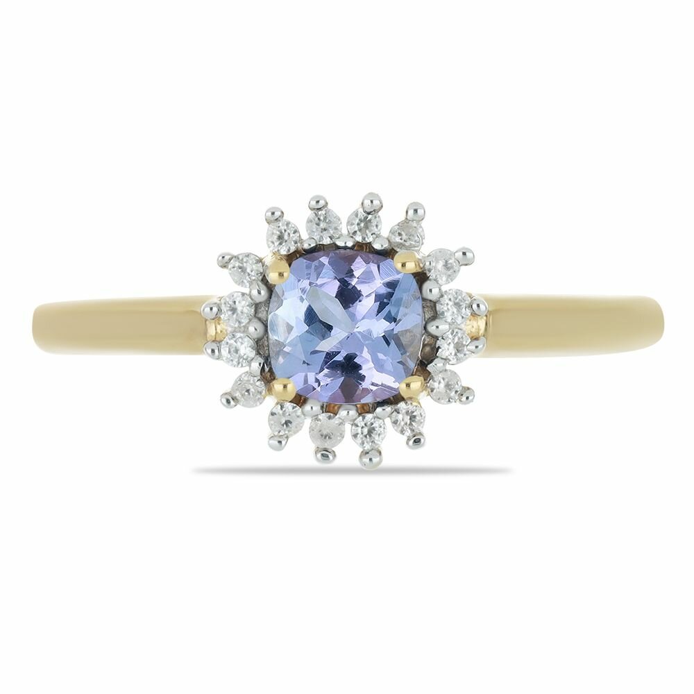 Кольцо, серебро, 925 проба, циркон, танзанит