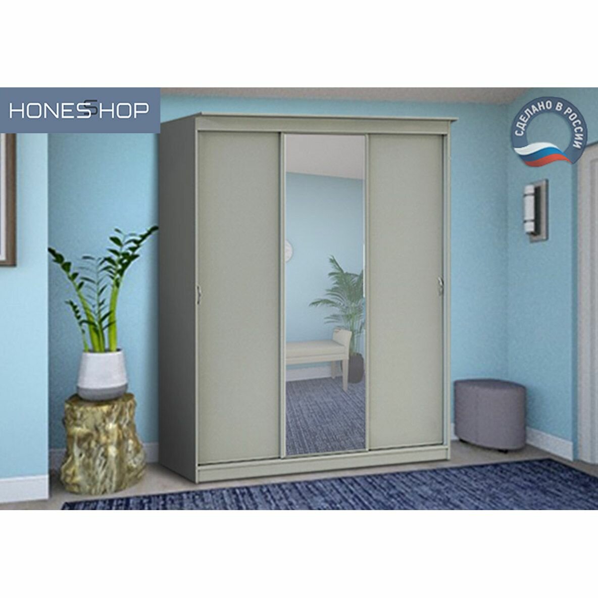 Шкаф-купе Каприс ЛДСП платина, 160х40х210