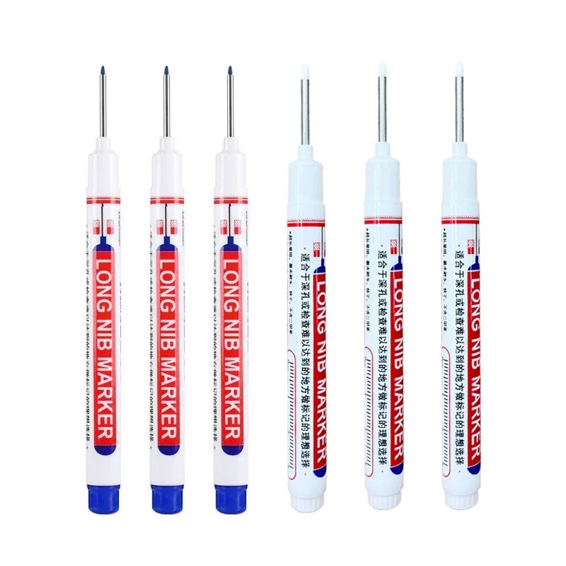 Маркеры для глубоких отверстий 6 шт, красный/черный/синий/белый/зеленый 3 blue 3 white