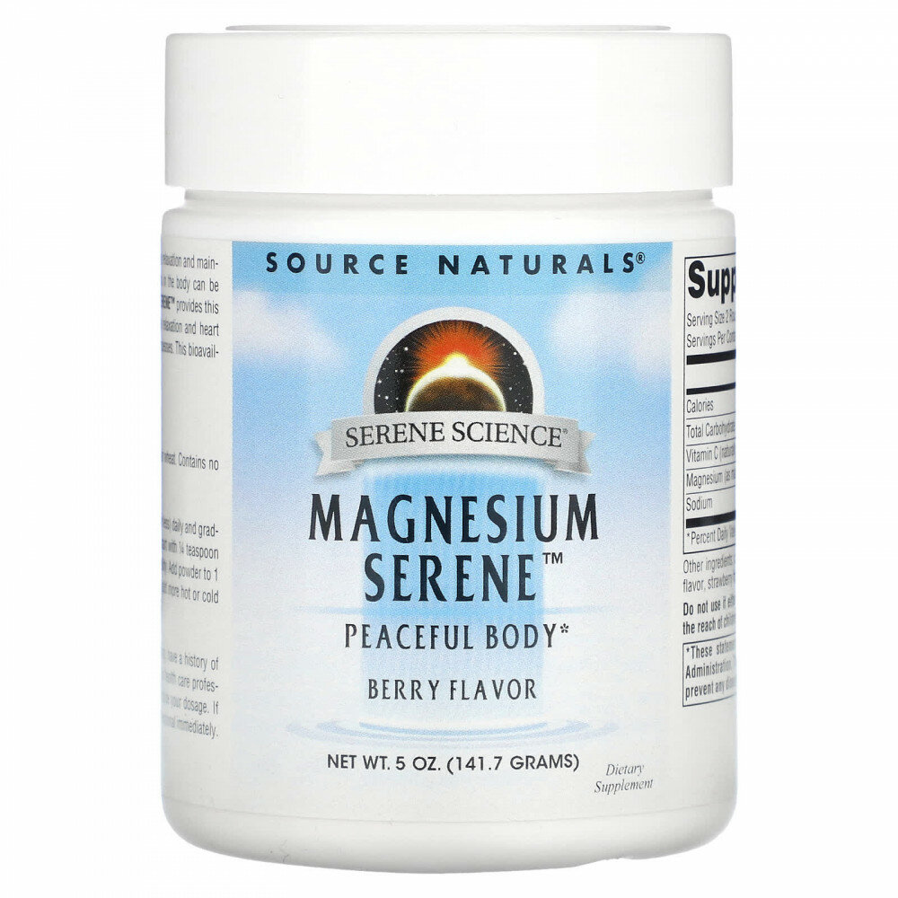 Source Naturals, Magnesium Serene™, Peaceful Body, ягодный вкус, 141,7 г (5 унций)