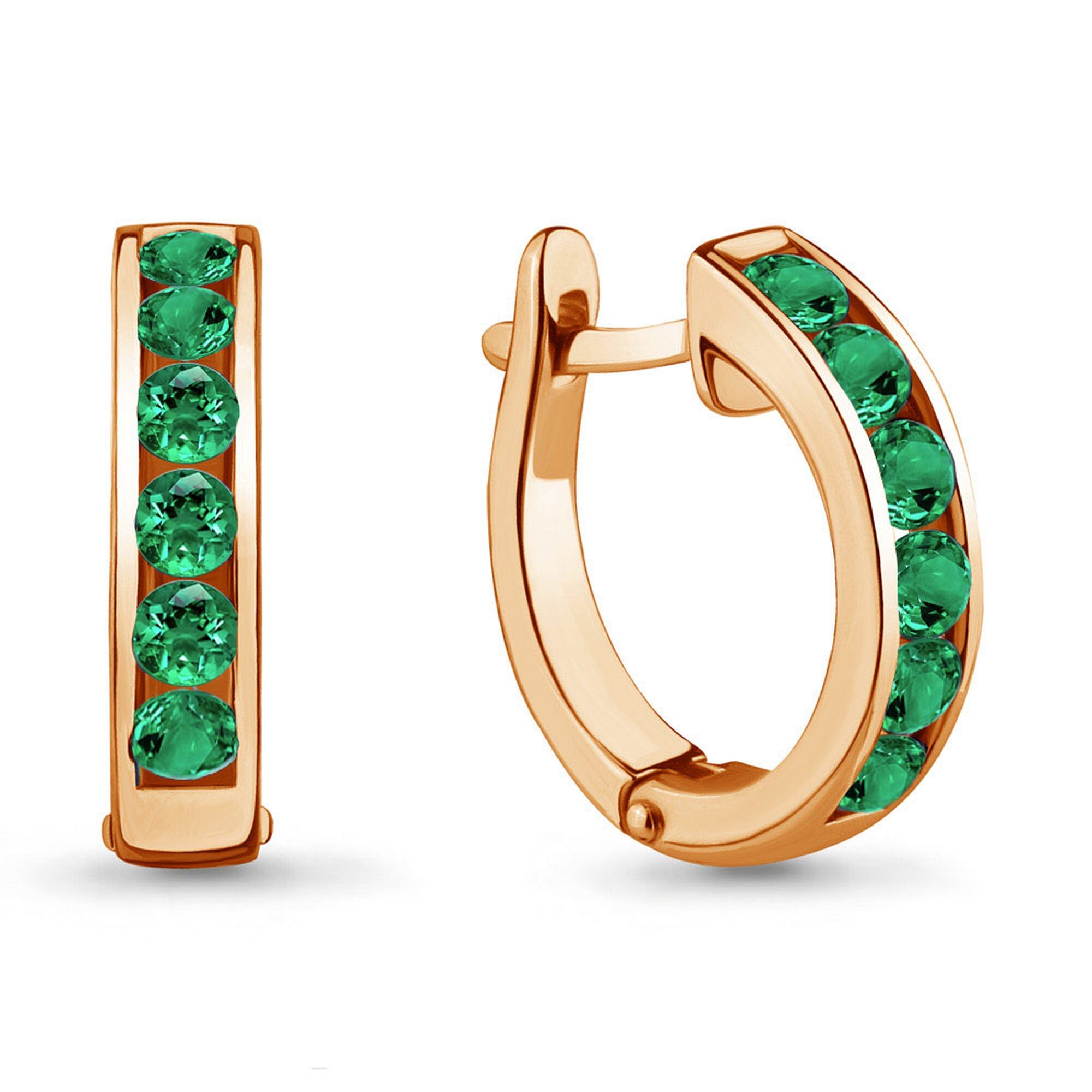 Серьги, серебро, 925 проба, золочение, изумруд синтетический