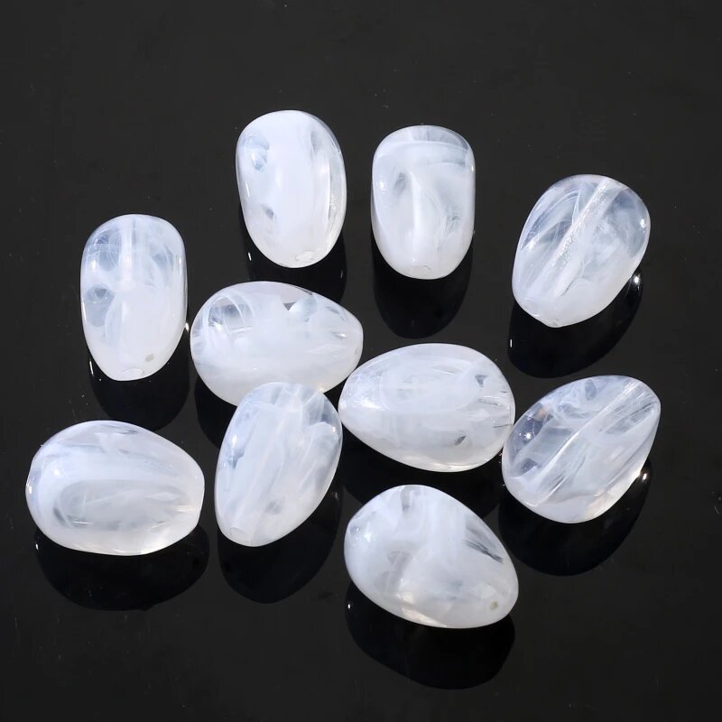 Акриловые овальные бусины 10 шт. Белый, Color 1