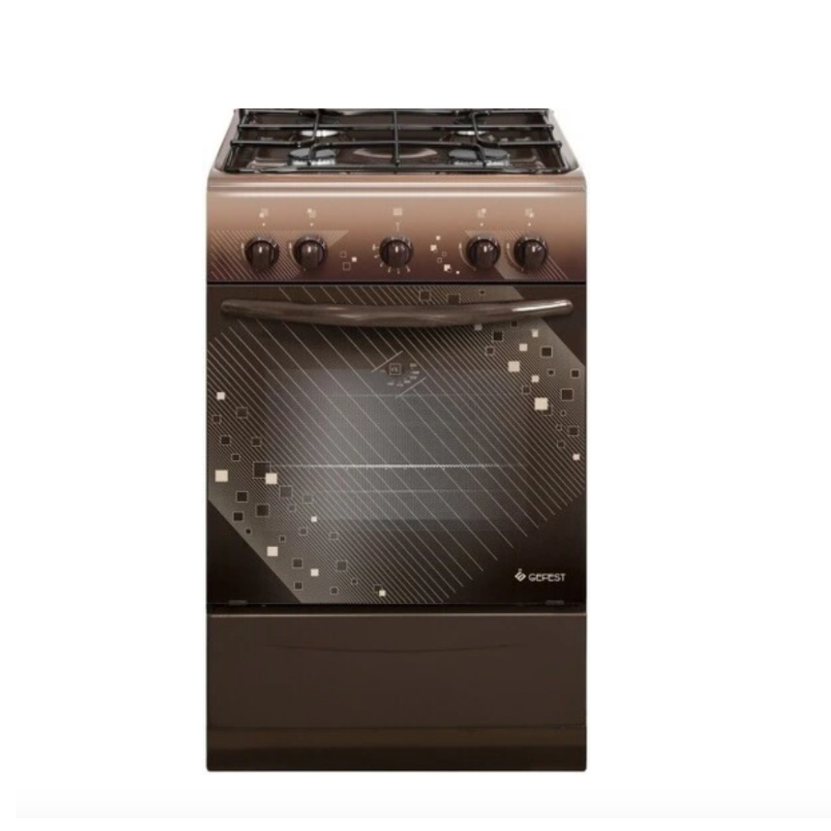 Газовая плита GEFEST ПГ 5100 0018, эмалированная, коричневый цвет, 4 конфорки