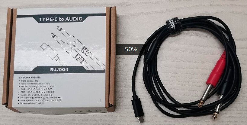 BUJ004(1.5m) Кабель акустический Type-C-2х6.35мм, 1.5м, Soundking