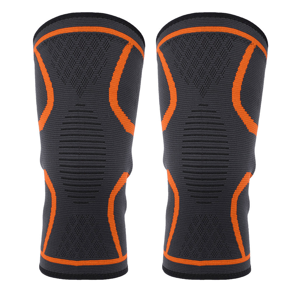 Knee Support Fitness Running Cycling Braces Kneepad Sport Gym Pad Elastic Orange XL