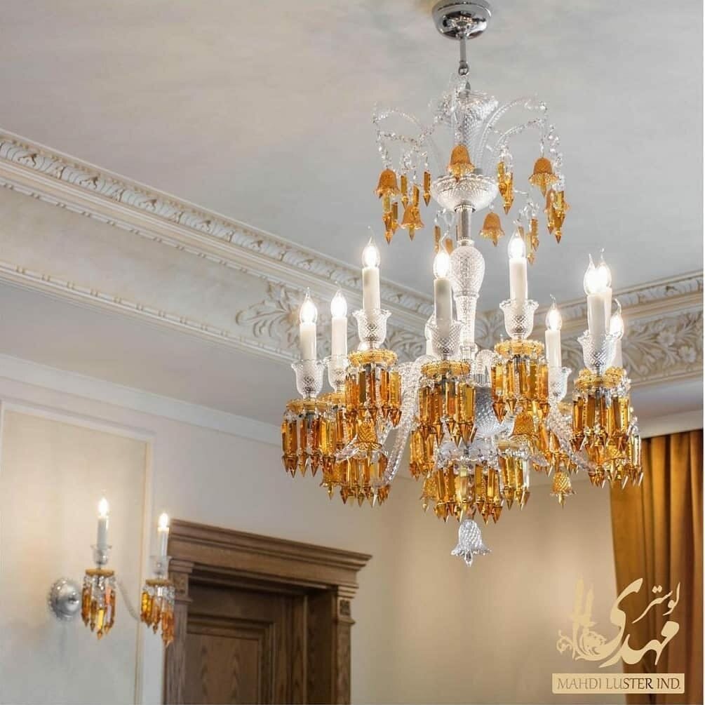 Люстра Zenith "Хрустальный Колокольчик", хрустальная, золотая, 12 ламп, пр-во Иран