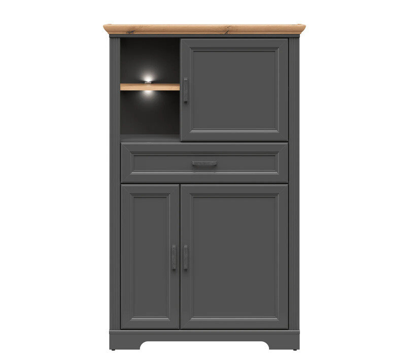 Шкаф БРВ мебель Jasmin REG3D1S с подсветкой Графит/ Дуб артизан