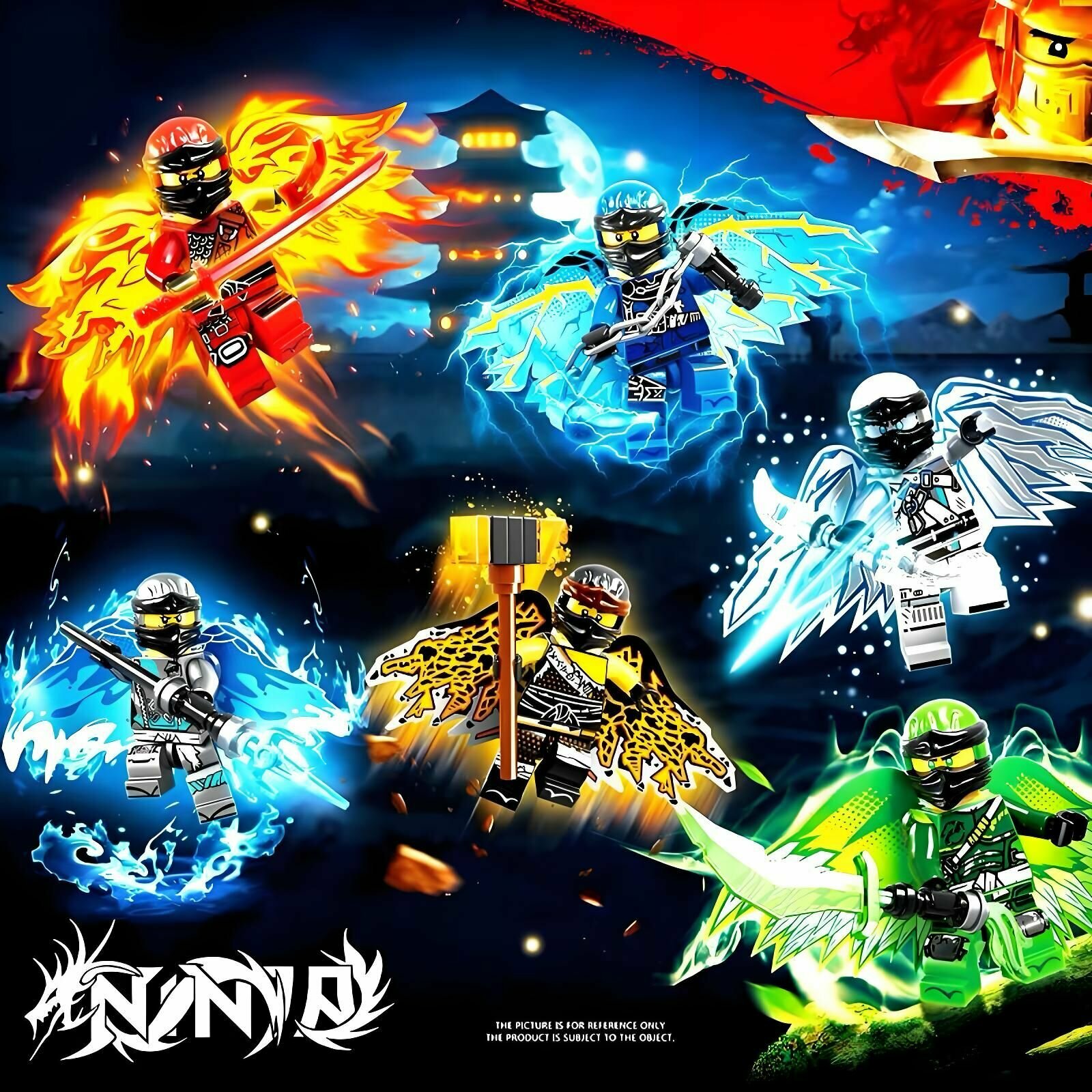 Набор минифигурки фигурки Ниндзяго(С крыльями )/ Ninjago Zane, Cole, Lloyd, Jay. совместим с конструкторами 6шт пакет /970
