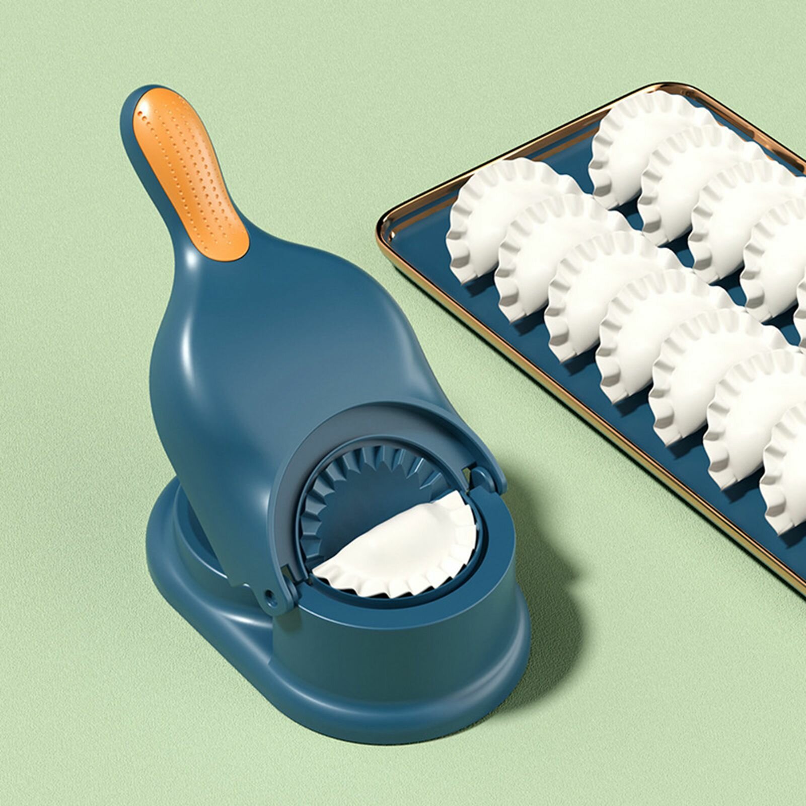 Пресс для пельменей 2 в 1, многофункциональный, легко моющийся, ручной, машина для приготовления теста для пельменей, кухонный инструмент, синий