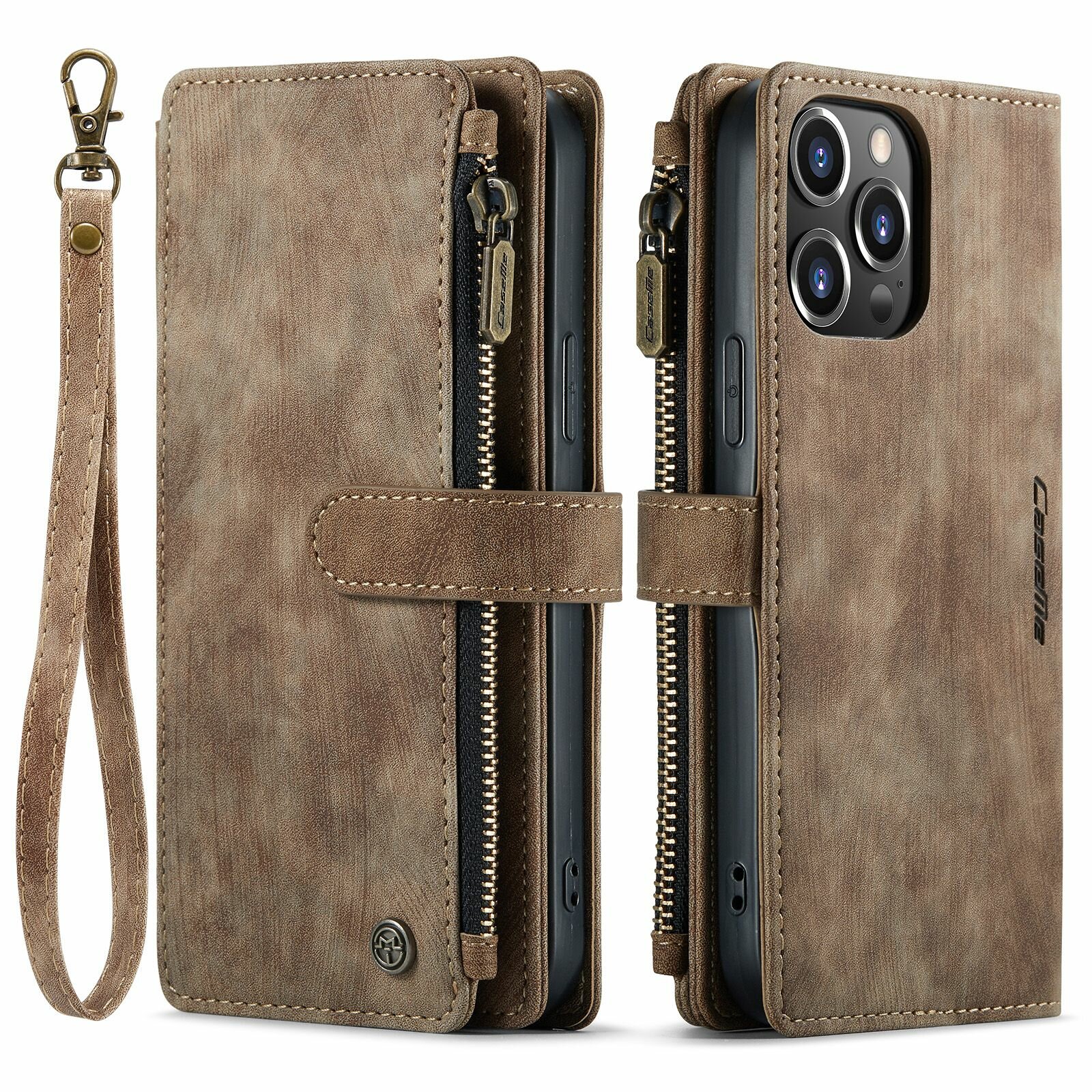 Кошелек Чехол Caseme для Apple iPhone 12/ iPhone 12 Pro / Aйфон 12 про Многофункциональный, портативный, на шнурке, кожаный, книжка！！！