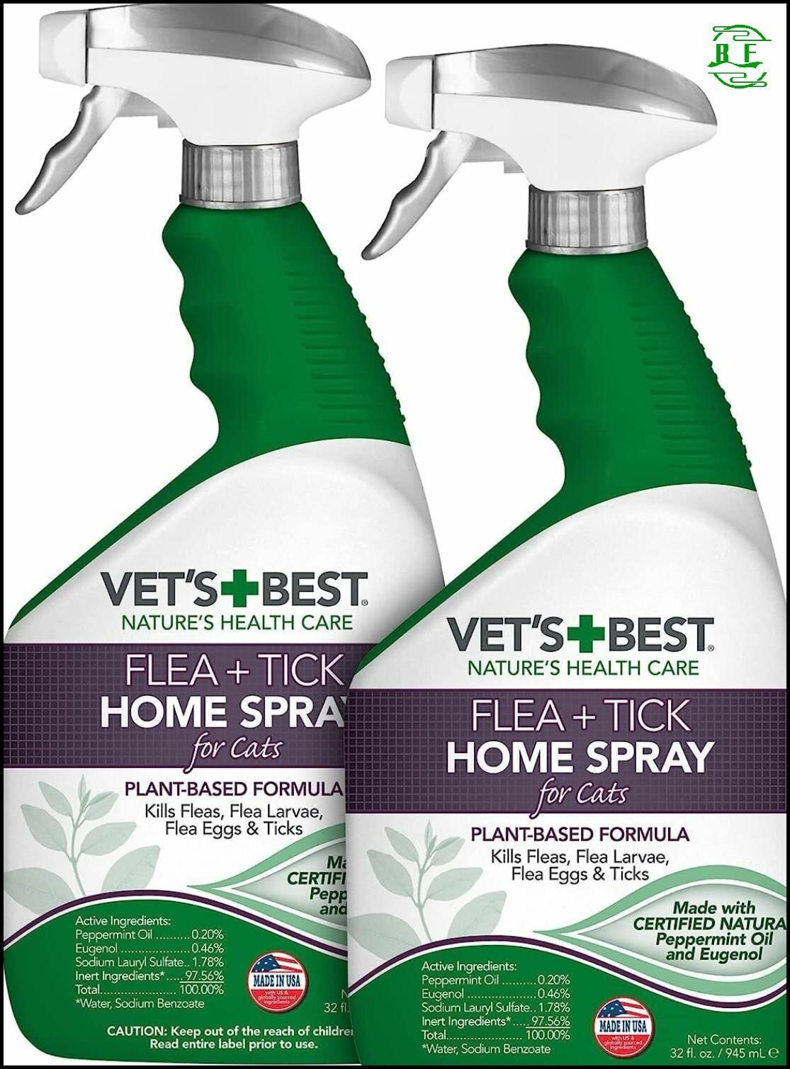 Vet's Best Flea and Tick Spray for Cats, для кошачьей мебели, ящиков, подушек, одеял, обивки, ковров, открытых поверхностей-BF -hj