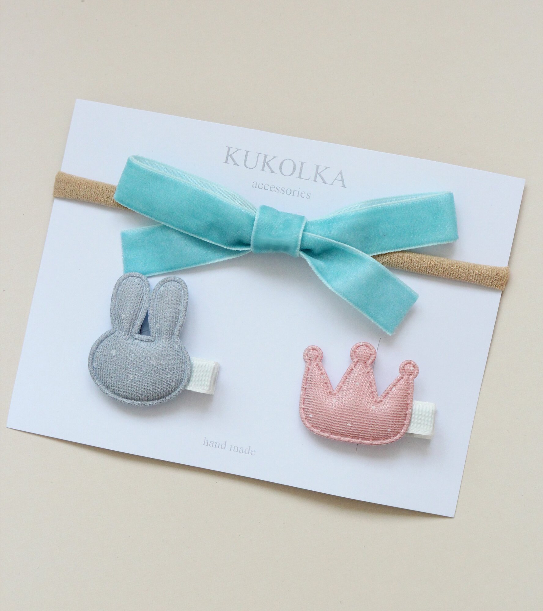 Повязка на голову для новорожденных, заколки детские. Набор аксессуаров для новорожденных, ручная работа от "KUKOLKA accessories", бирюзовый, розовый, голубой,3 шт.