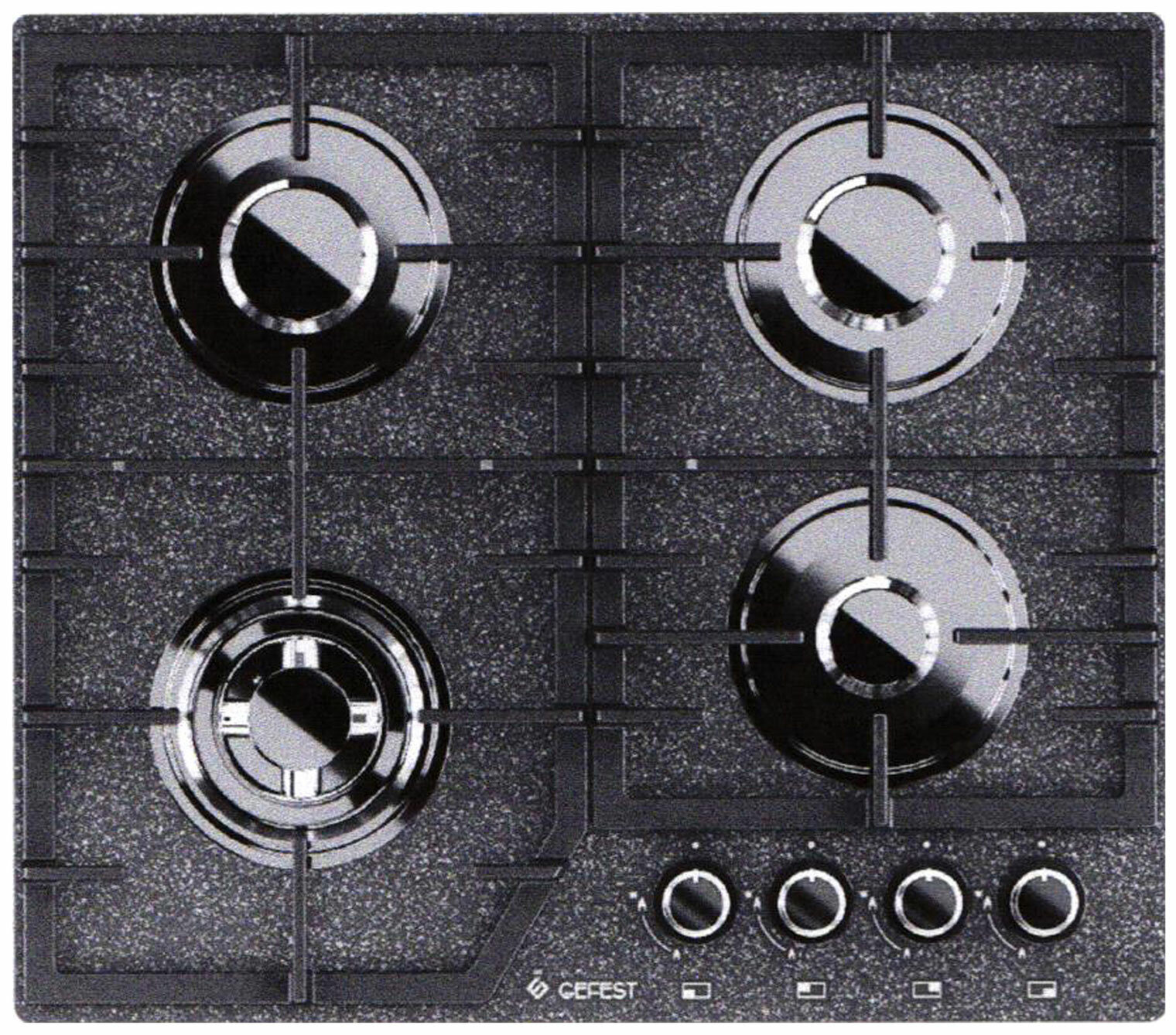 Газовая варочная панель Gefest ПВГ 2232-01 P43 60 см, 4 конфорки электроподжиг газконтроль, черный