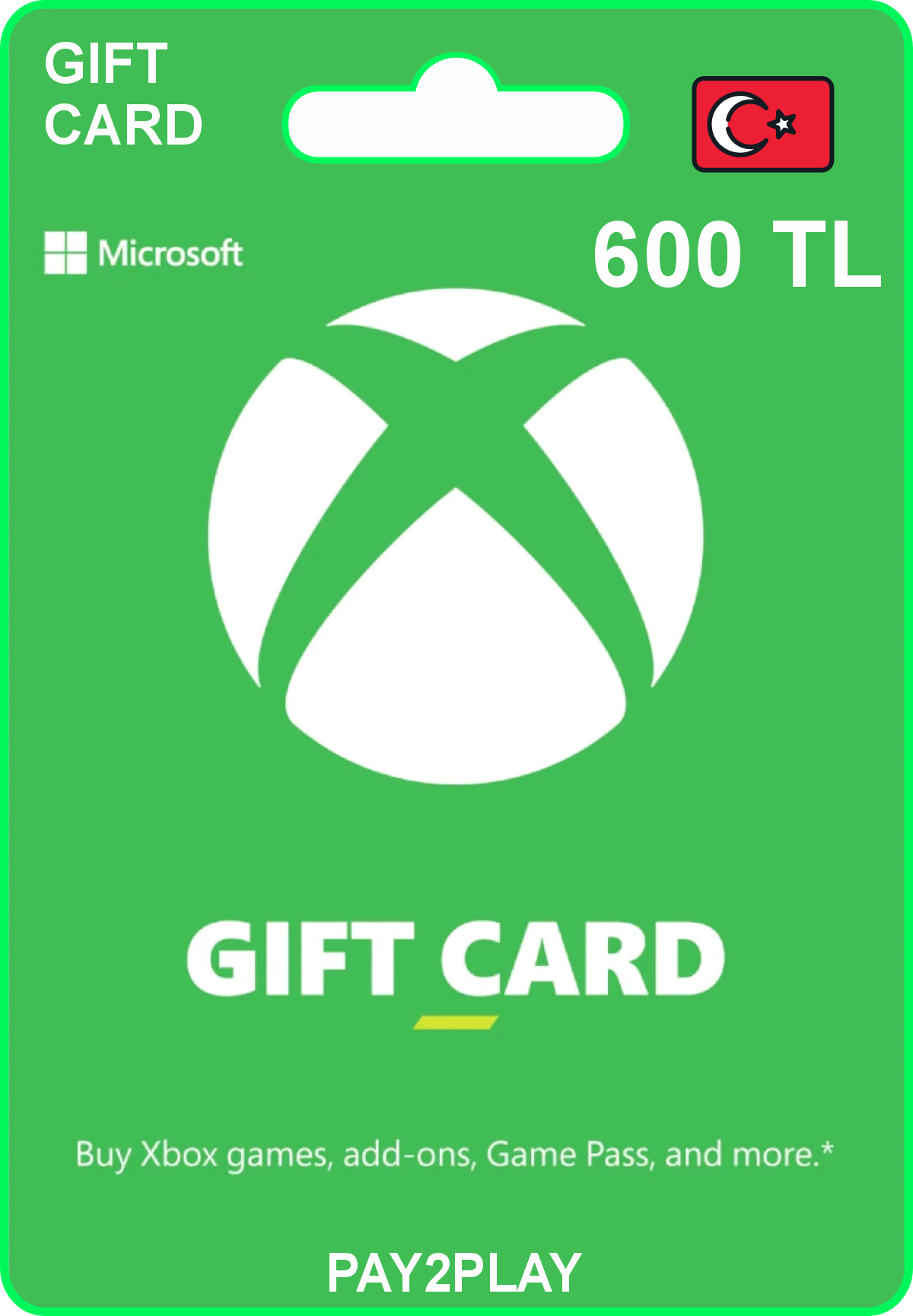 Подарочная карта XBOX 600 TL / Турция / Пополнение счета, Цифровой код / XBOX Gift Card Turkey