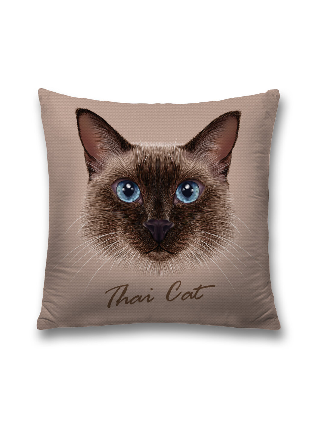 Наволочка декоративная на молнии, чехол на подушку "Тайский кот" 45х45 см, JoyArty