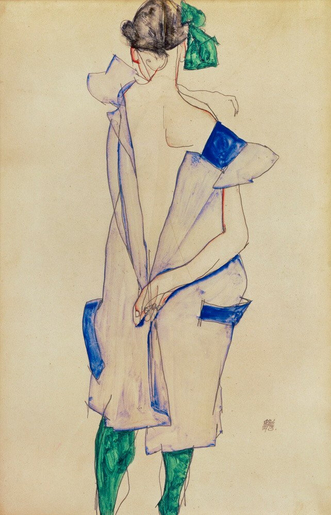 Плакат, постер Эгон Шиле. Рисунок на холсте, размер 60х84см