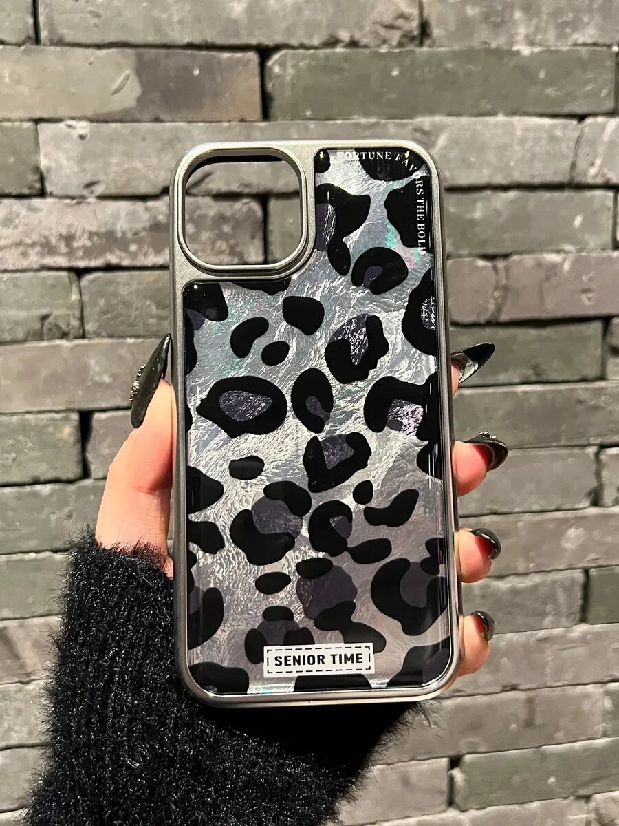 Чехол О'Кейси, для iPhone 13, с принтом, защита камеры, накладка, чёрный/серебристый