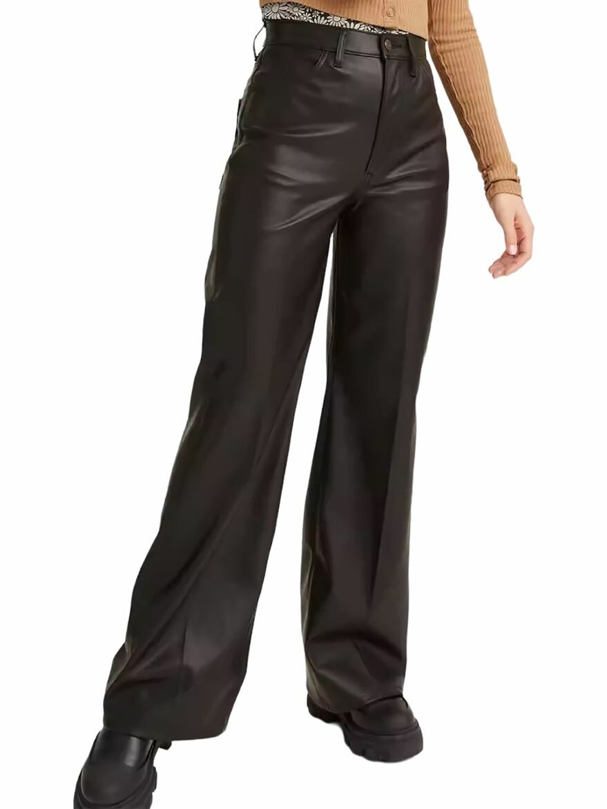 Брюки клеш Women 70S Flare Faux Leather Pants