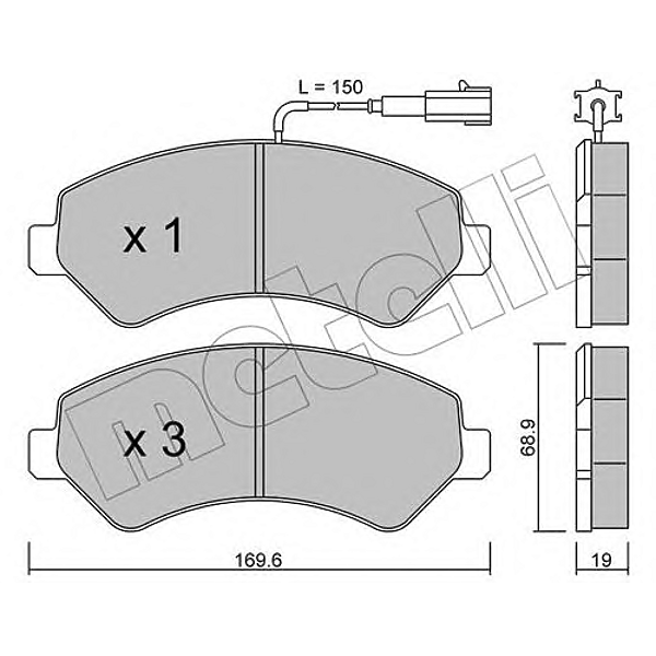 METELLI 22-0709-0 (425373 / 425374 / 425375) колодки дисковые передние\ Citroen (Ситроен) jumper, Fiat (Фиат) ducato,