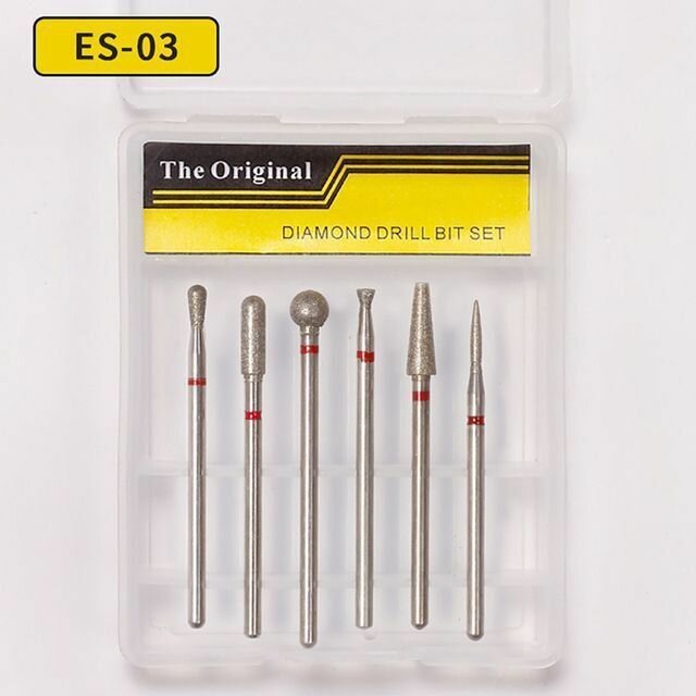 Профессиональный набор The Original- NeoHealth ES-03 алмазных фрез 6 шт. Боры для прямого наконечника Диаметр хвостовика - 2,35 мм ( Стоматология / зуботехнические ) ( маникюр/педикюр )
