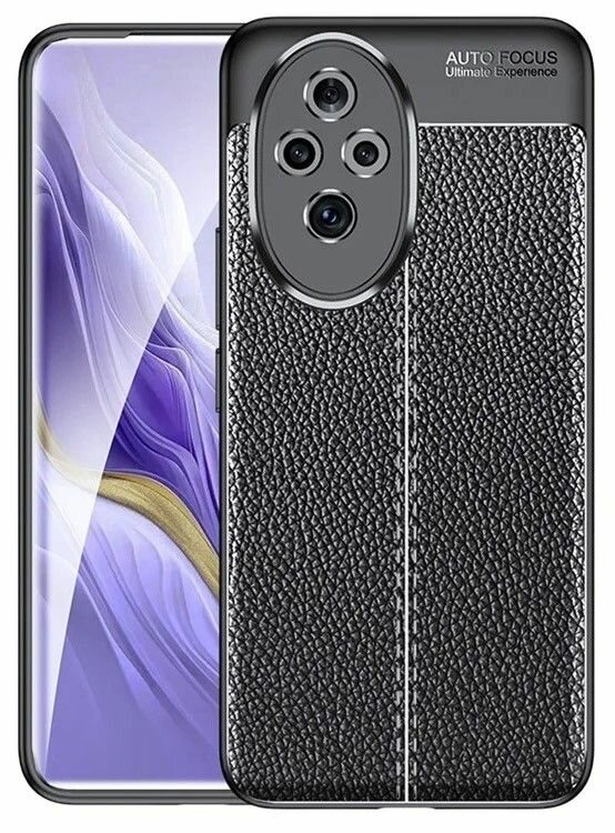 Чехол на Honor 200 силиконовый под кожу чёрный противоударный