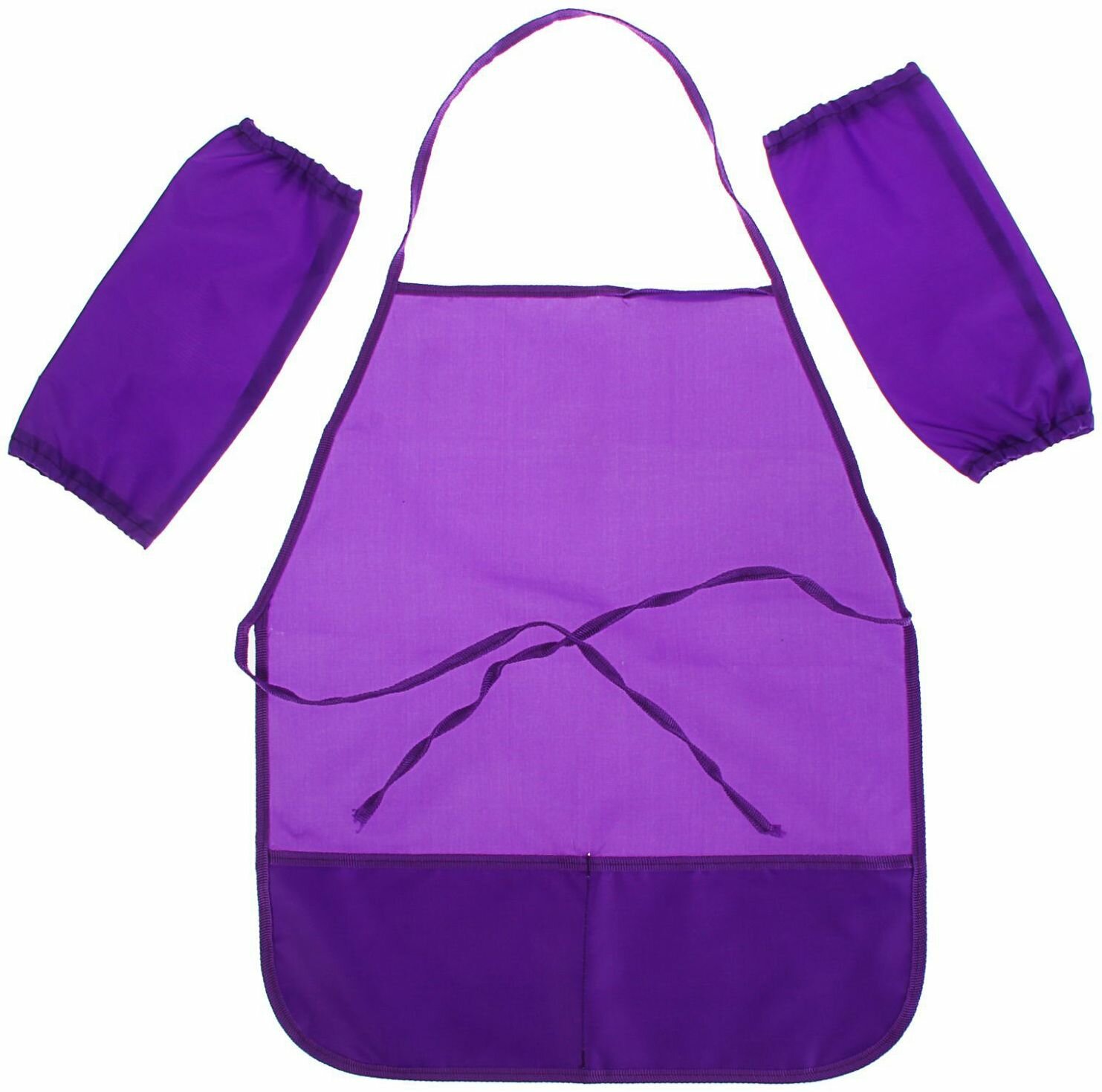Детский фартук для творчества "Стандарт" с нарукавниками, накидка для труда, передник для рисования и лепки, 49х39 см, размер S (рост 116-146 см), цвет фиолетовый