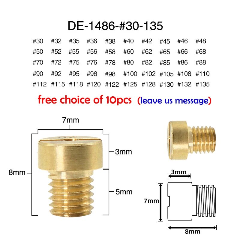 Жиклеры карбюратора ZSDTRP #30-#135, 12 шт, Цвет: C
