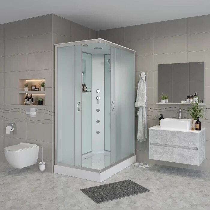Душевая кабина Niagara NG-43085-14QG, закрытая, акрил, четверть круга, гидромассаж