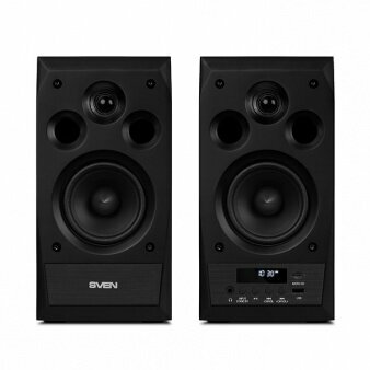 Компьютерная акустика 2.0 Sven MC-10 SV-014018 чёрный, 2x25Вт (RMS), FM-тюнер, USB/microSD, дисплей, пульт ДУ, Bluetooth