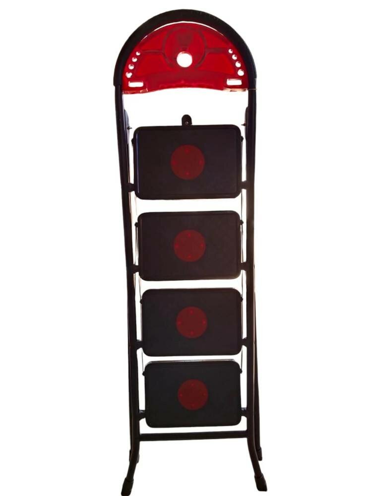 Стремянка Стальная Mandegar Aseman 4 Широкие Ступени С Лотком, Красная, Рабочая Высота 2.95 М, Нагрузка 150 Кг.