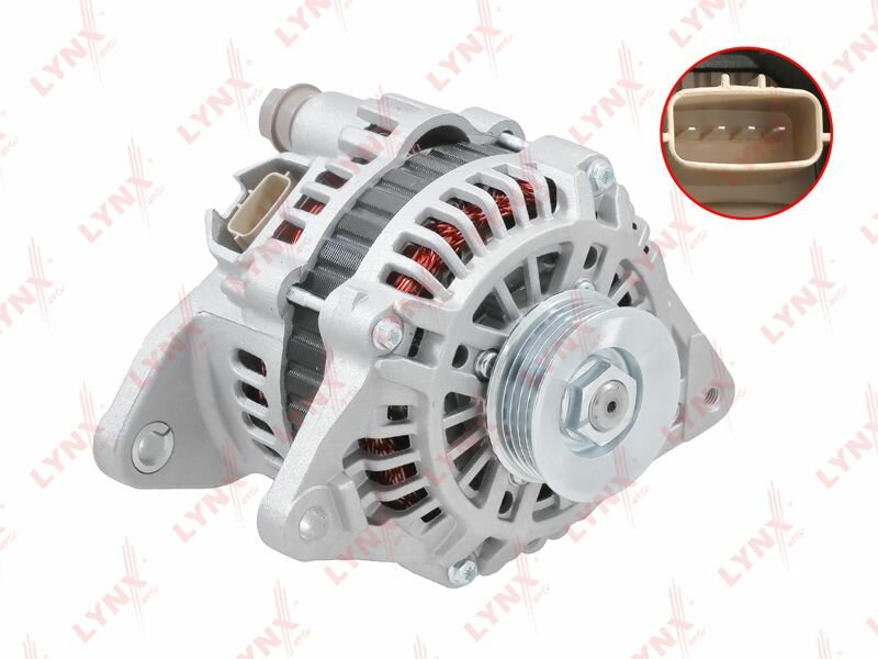Генератор LYNXauto EA-1155. Для: Mitsubishi, Митсубиси, Colt(Кольт) V 1.3 96-03 / Lancer(Лансер) VI-VII 1.3, 1.6 95-13. Ток генератора, A- 90. Шкив- 5