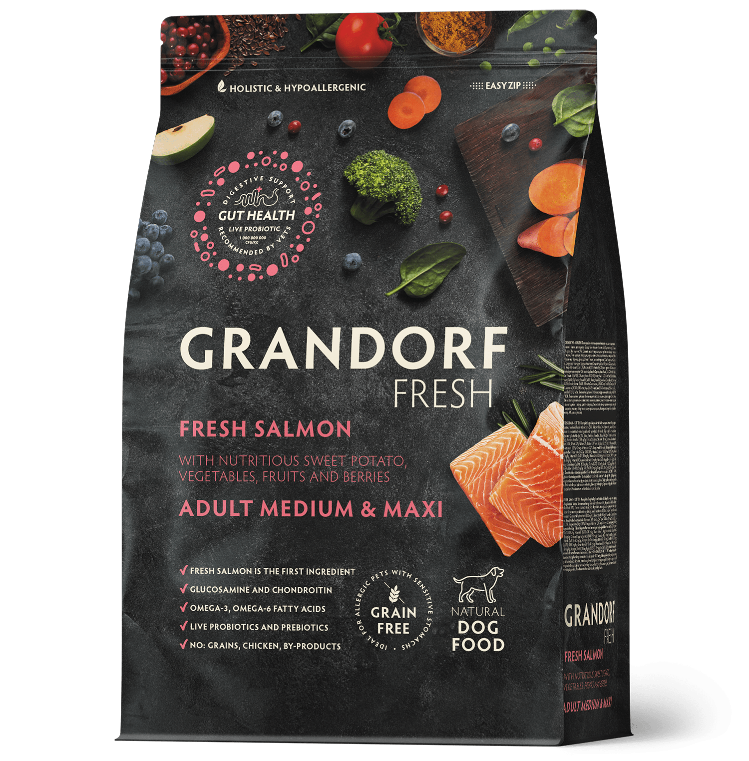 Сухой корм для собак Grandorf FRESH Salmon&Sweet Potato Свежее филе лосося с бататом для собак средних 3 кг