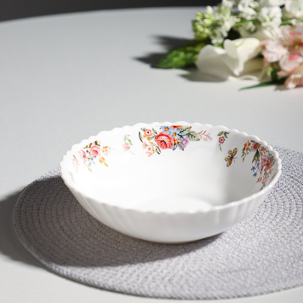 Набор салатников 600 мл, 18 см, комплект 6 штук, опаловое стекло