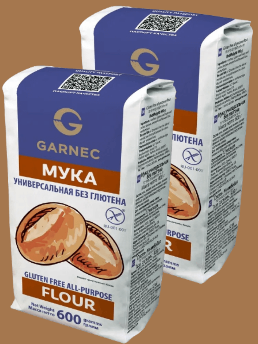 Мука универсальная без глютена 600 грамм, 2 упаковки