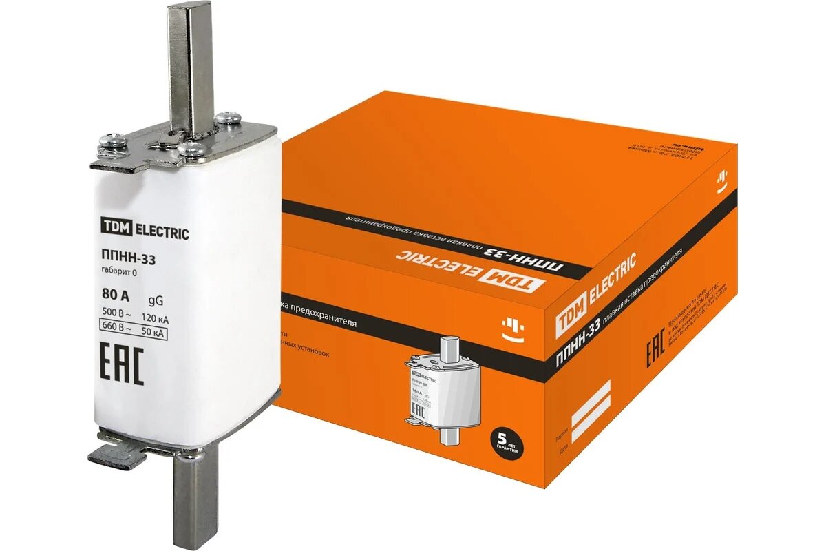 Плавкая вставка TDM ELECTRIC ППНН-33 габарит 0, 80А SQ0713-0015