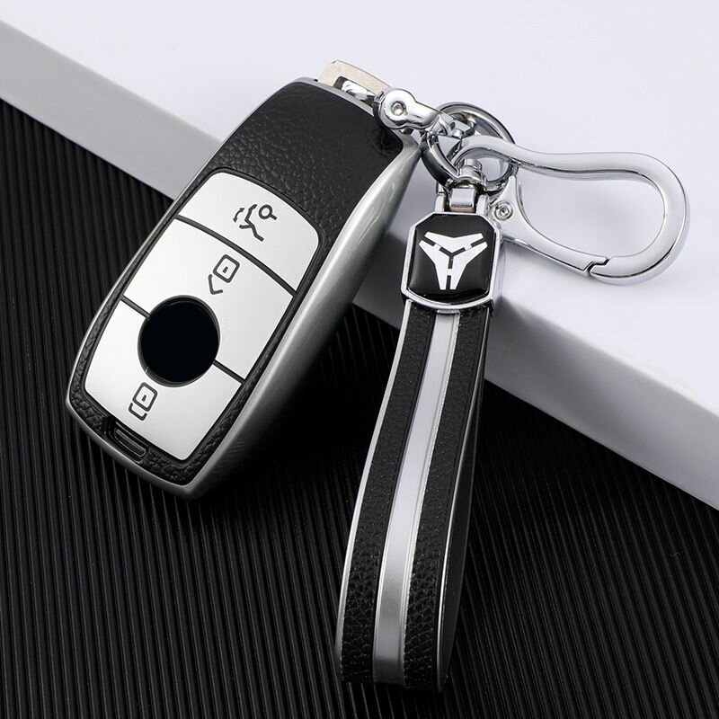 Защитный чехол для ключа автомобиля Mercedes Benz серебристый