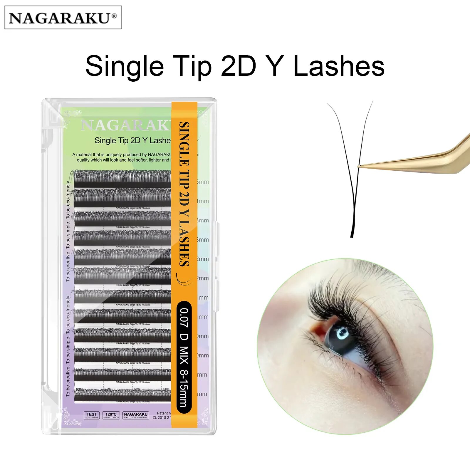 NAGARAKU Ресницы 2D C-изгиб, MIX(8-15), 0.10мм