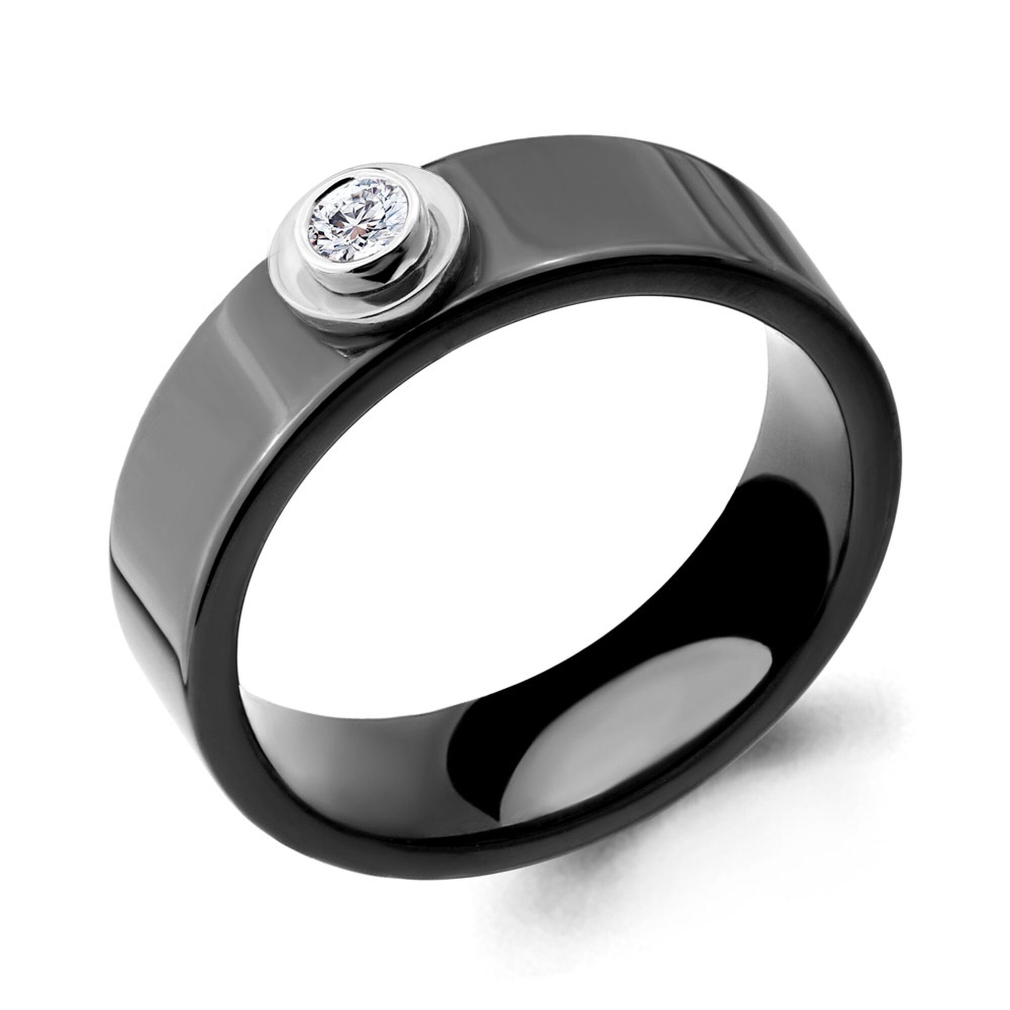 Кольцо, серебро, 925 проба, родирование, фианит, керамика