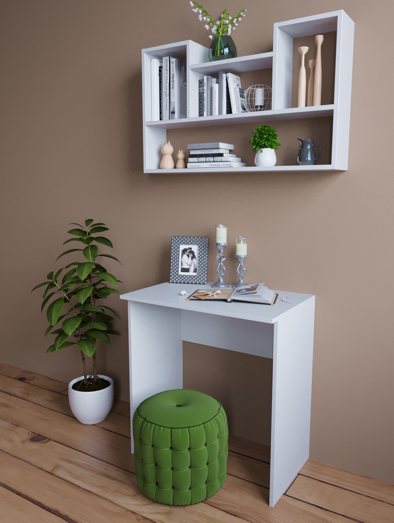 Письменный стол Урал Мебель "Белый шагрень", универсальный, ЛДСП