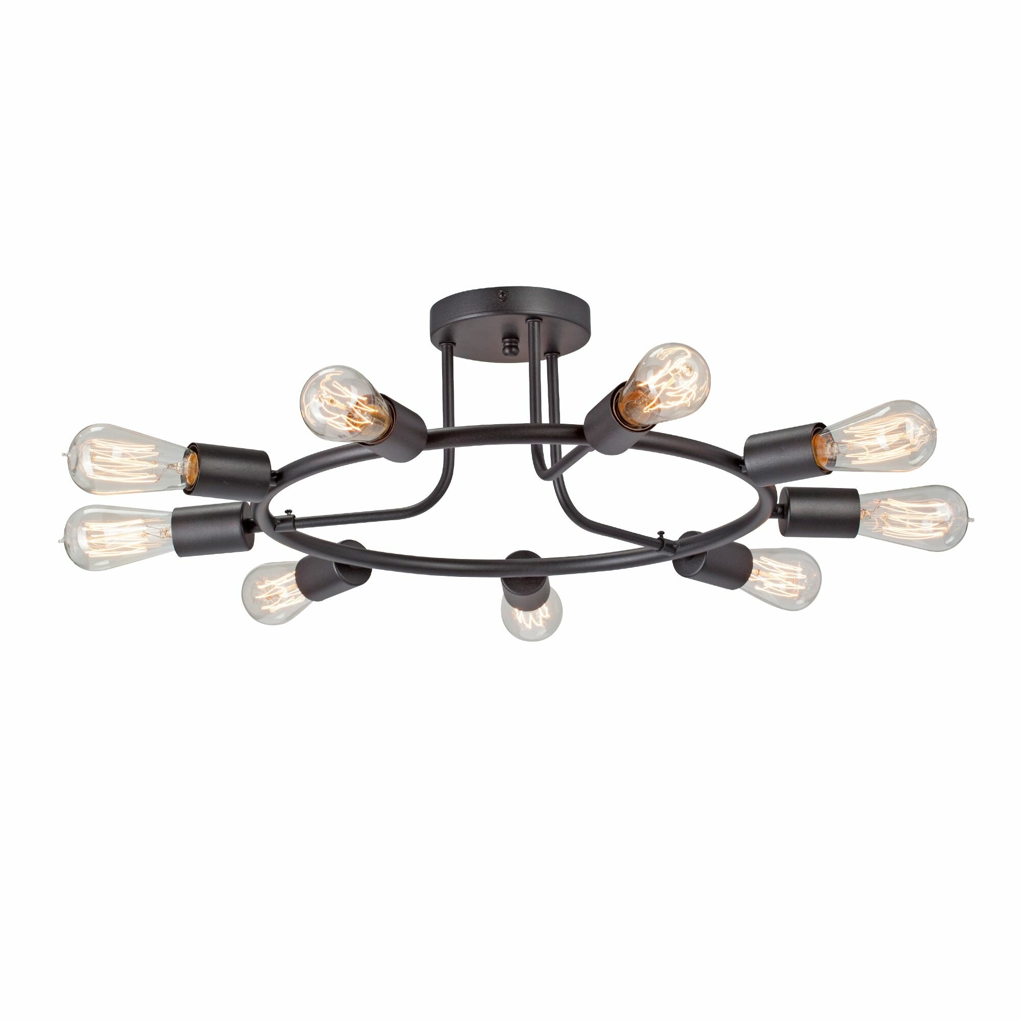 Люстра потолочная Vitaluce V3797-1/9PL, 9 ламп, E27 макс. 40Вт, 27 м2, цвет чёрный матовый.