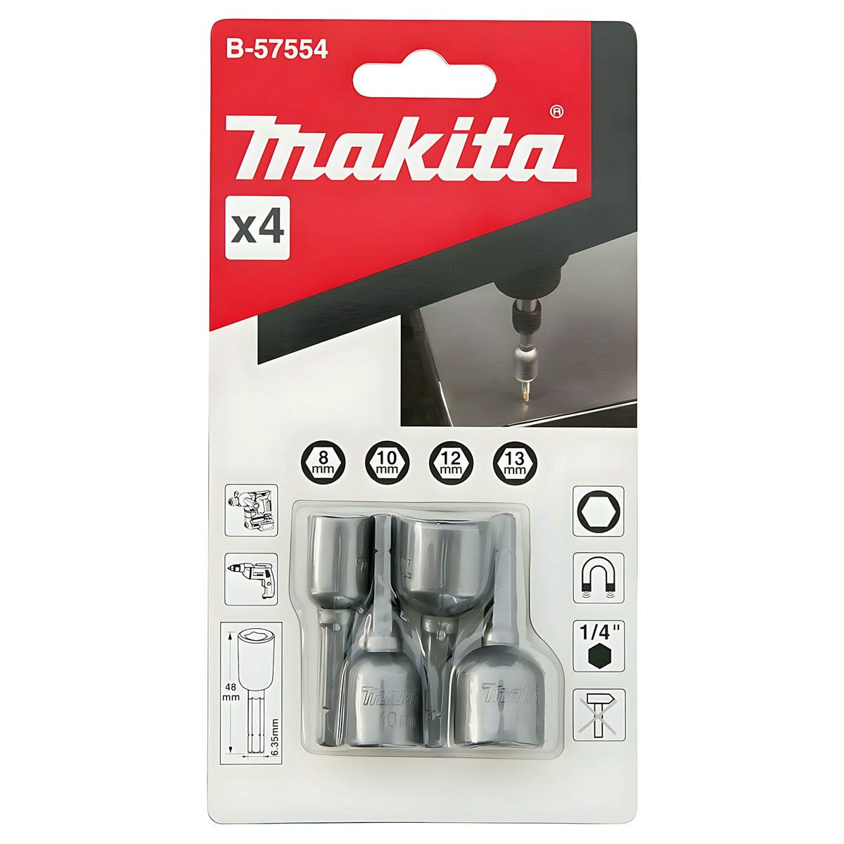 Набор головок магнитных (4 шт.) C-form MAKITA B-57554